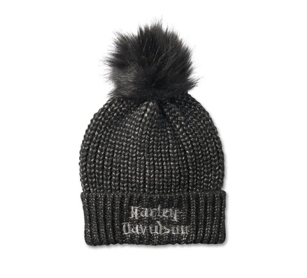 Harley-Davidson Women's Old English Pom Beanie - Harley Black ...