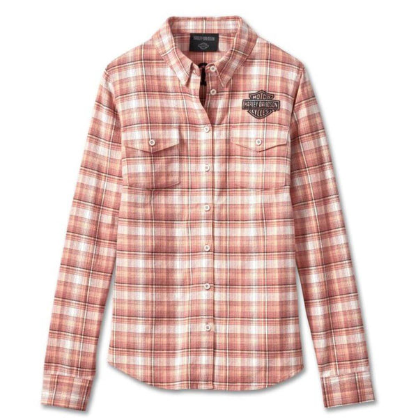 Harley-Davidson Women's Retro Club Crew Flannel Shirt - Pink ...