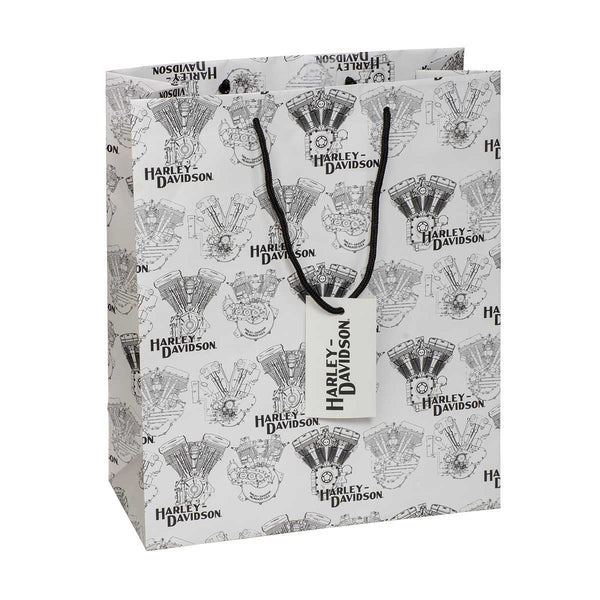 Harley-Davidson Repeat Engine Pattern Large Gift Bag, Matte Laminate F ...