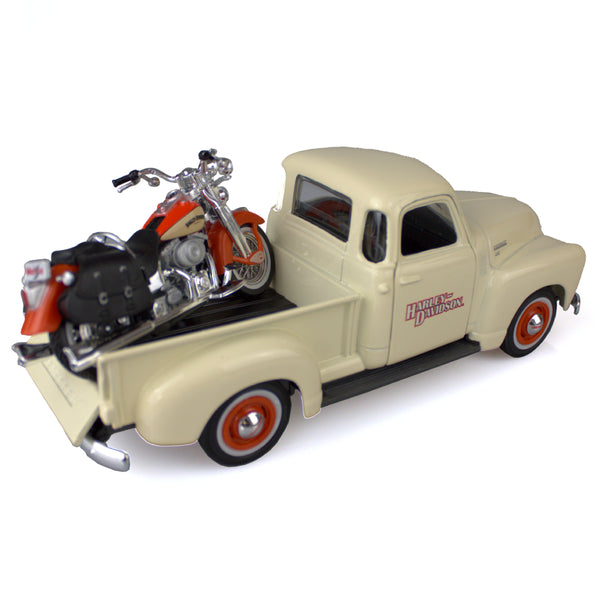 Harley-Davidson Pickup & 2001 FLSTS Heritage Springer 1:24 Scale Model ...