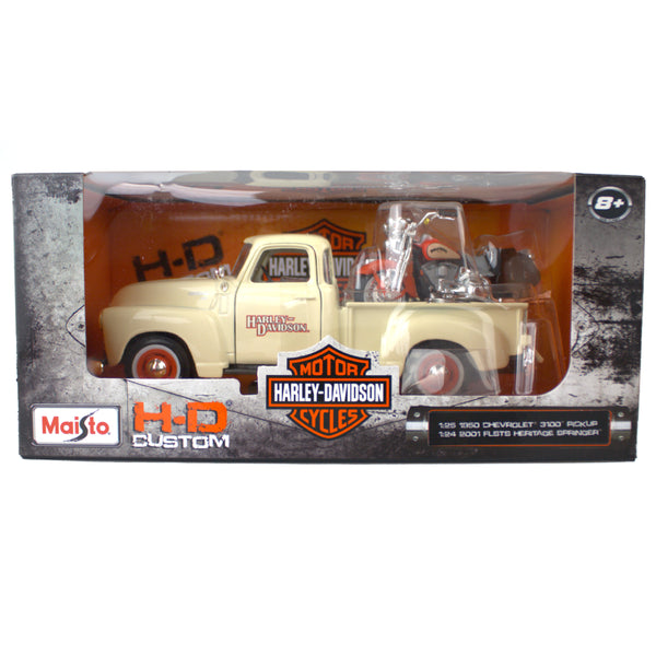 Harley-Davidson Pickup & 2001 FLSTS Heritage Springer 1:24 Scale Model ...